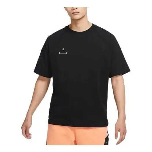 JORDAN Ss22 23 Engineered Solid Color Logo Printing Round Neck Pullover Short Sleeve Black T-shirt - Default Color