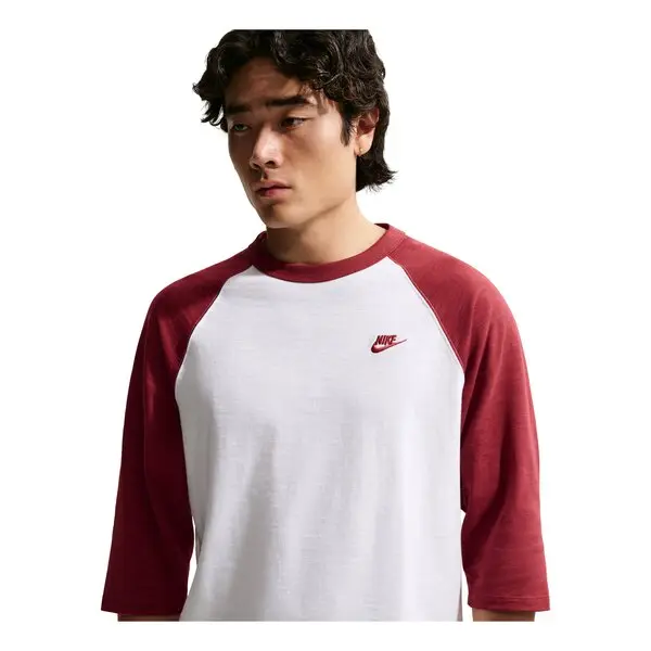 Nike Club 3/4 Sleeve Raglan Top - Team Crimson/white