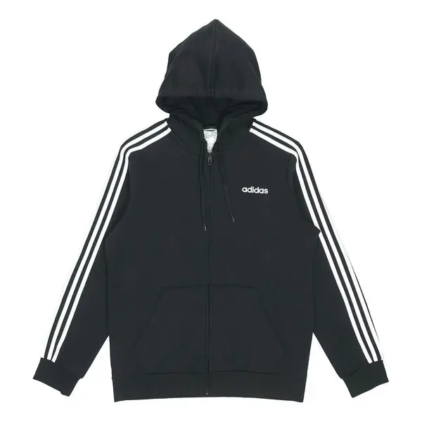 Adidas 3-stripes Full Zip Fleece Hoodie - Black