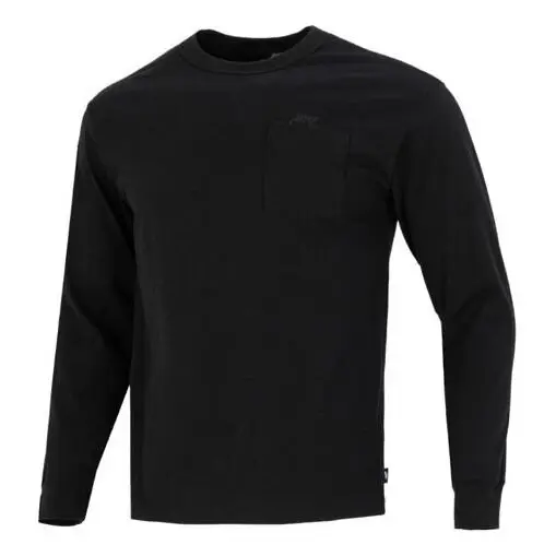 Nike Solid Color Athleisure Casual Sports Round Neck Long Sleeves Black T-shirt - Default Colorway