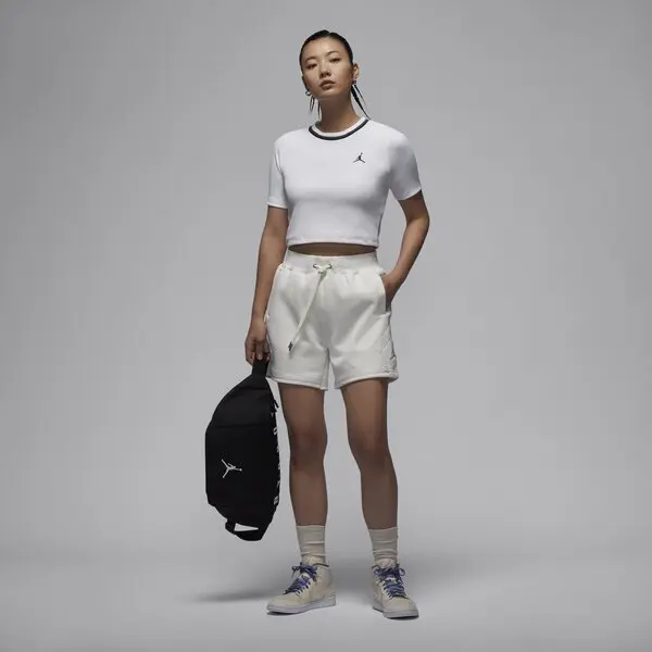 JORDAN Knit Crop T-shirt - White/black