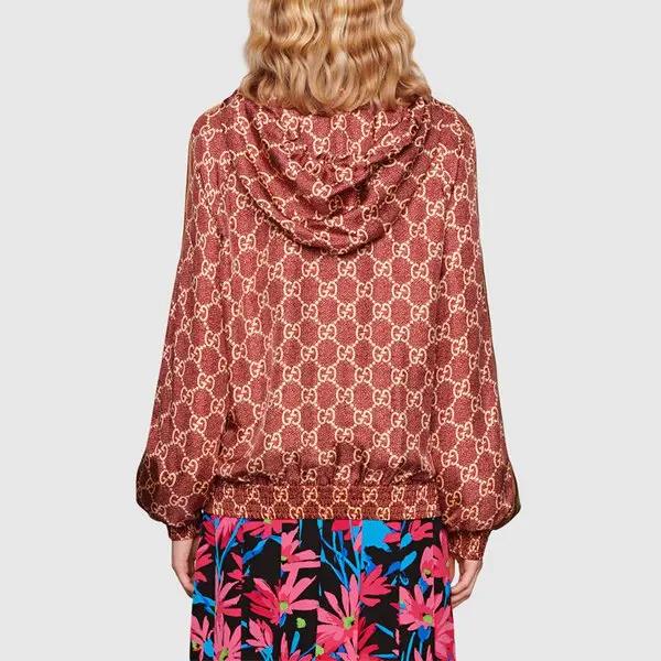 Gucci Gg Supreme Print Silk Jacket - Red