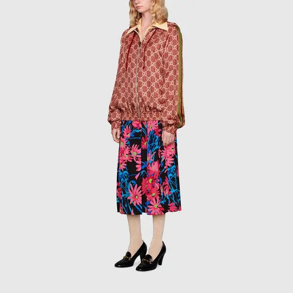 Gucci Gg Supreme Print Silk Jacket - Red