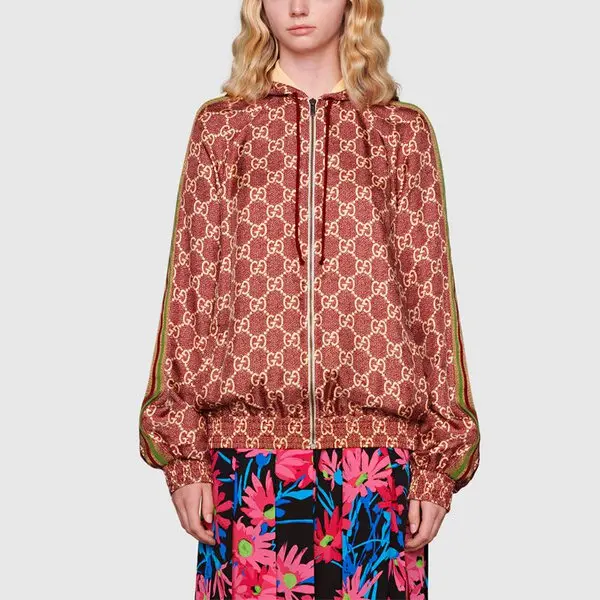 Gucci Gg Supreme Print Silk Jacket - Red