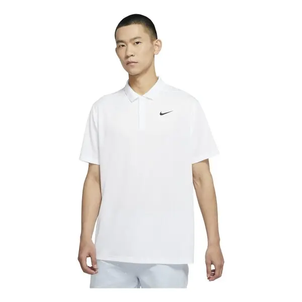 Nike Dri-fit Victory Solid Color Logo Printing Quick Dry Breathable Short Sleeve Polo Shirt White - White