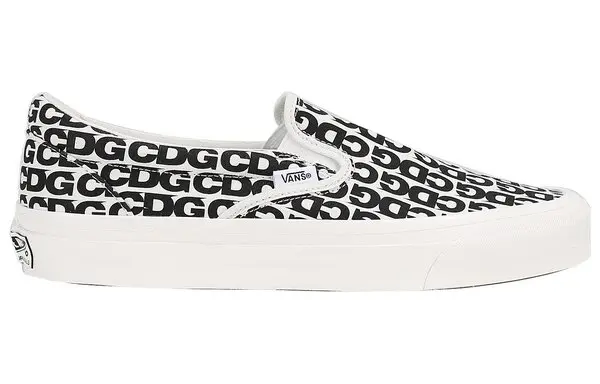 VANS Comme Des Garçons X Og Classic Slip-on 'cdg Print Blanc De Blanc - White/black