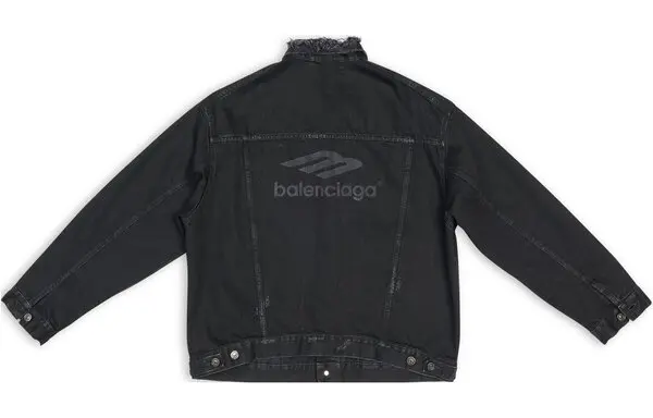 Balenciaga 3b Sports Icon Denim Jacket - Black