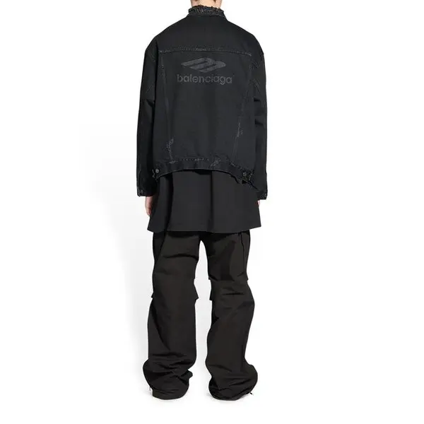 Balenciaga 3b Sports Icon Denim Jacket - Black