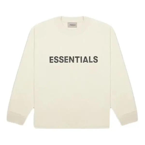 Fear Of God Ss20 3d Silicon Applique Boxy Long Sleeve T-shirt 'buttercream - Cream