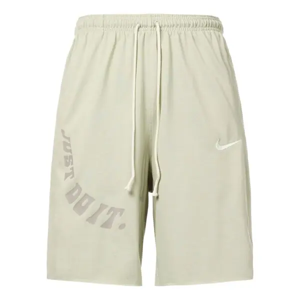 Nike Logo Embroidered Alphabet Printing Elastic Waistband Straight Casual Shorts Light Stone Gray - Default Color