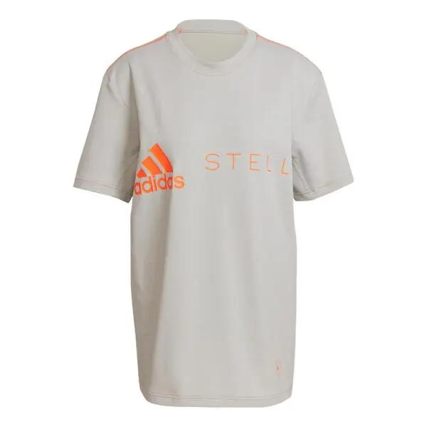 Adidas Stella Mccartney Logo T-shirt Asia Sizing 'grey Orange - Grey/orange