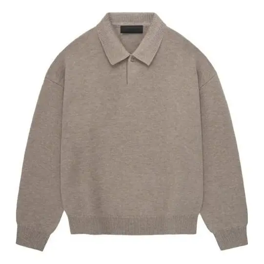 Fear Of God Fw23 Knit Polo Shirt 'core Heather - Brown/grey