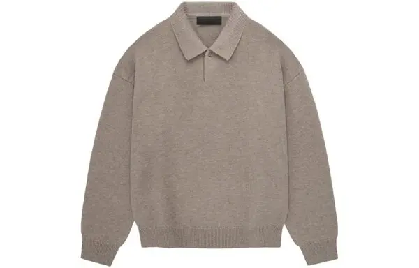 Fear Of God Fw23 Knit Polo Shirt 'core Heather - Brown/grey