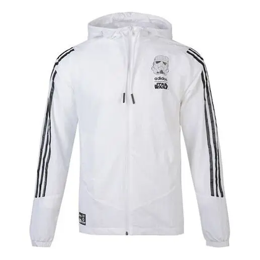 Adidas Neo "star Wars" Stormtrooper Print Zip-up Hooded Jacket - White