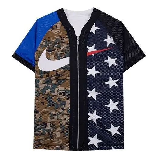 Nike Lab Nrg Fog Baseball Jacket - Black/camo Star Print