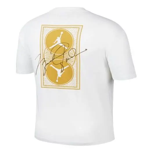 JORDAN Minimalistic Back Large Logo Printing Casual Round Neck Short Sleeve White Yellow T-shirt - Default Colorway