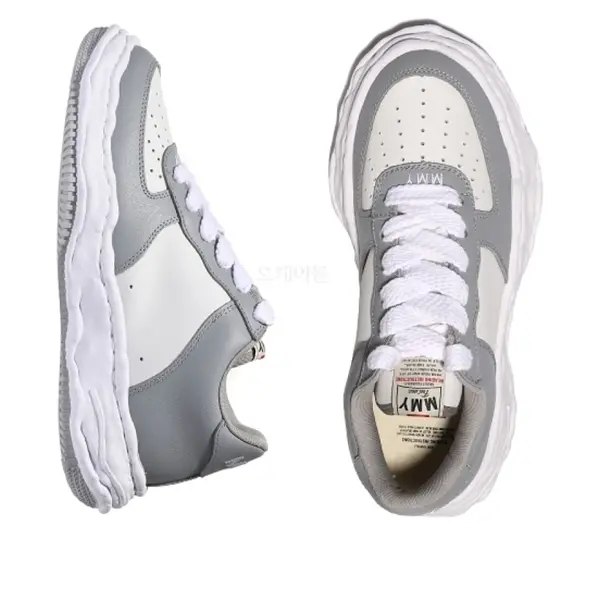 Mihara Yasuhiro Wayne Og Sole Leather Low Top Sneakers - Grey/white
