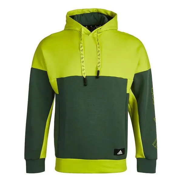 Adidas Colorblock Knit Hoodie With Graphic Detail - Green