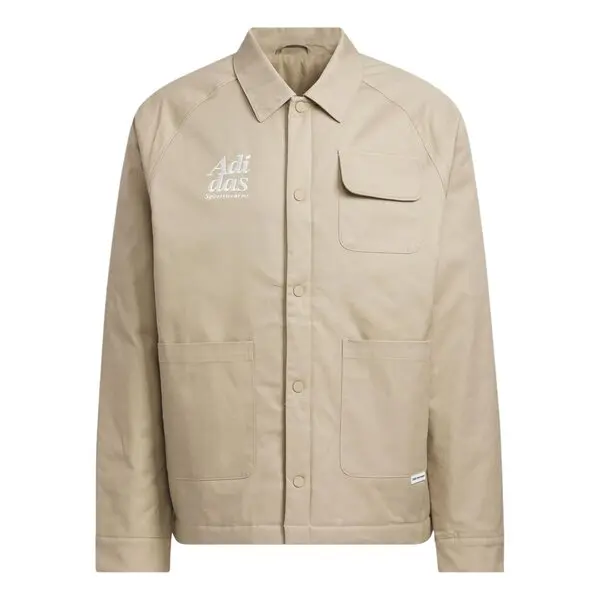 Adidas Padded Jacket With Small Logo Detail - Tan