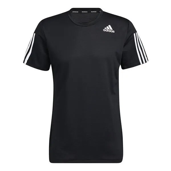 Adidas Aero3s Tee Pb Stripe Sports Short Sleeve T-shirt - Black