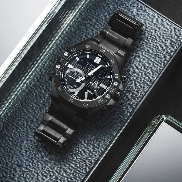 Casio Edifice Sapphire Crystal Solar Powered Analog/digital Watch - Black