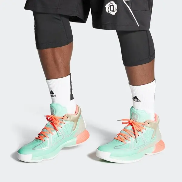 Adidas D Rose 10 "boardwalk" Mid Top Basketball Sneakers - Green/red/brown