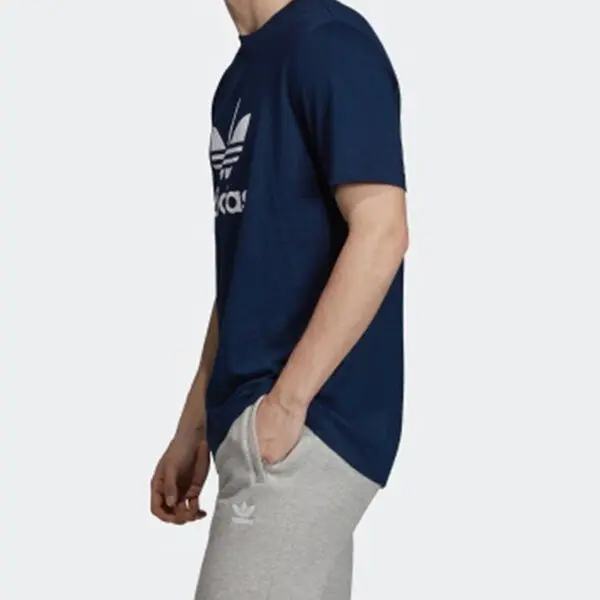 Adidas Originals Trefoil Tee Colleage Alphabet Printing Breathable Short Sleeve Blue - Navy