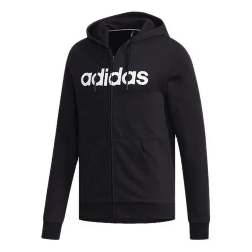 Adidas Neo Full-zip Hooded Jacket With Logo - Black