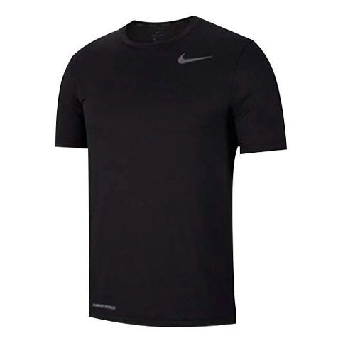 Nike Pro Solid Color Casual Printing Round Neck Pullover Short Sleeve - Black