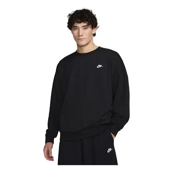Nike Club Fleece Oversized French Terry Crewneck Sweatshirt Asia Sizing - Black