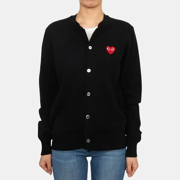 Play Comme Des Garcon Red Emblem Cardigan