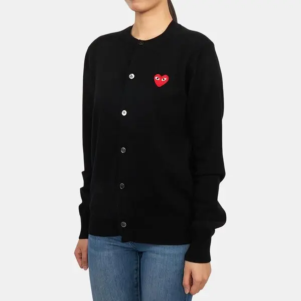 Play Comme Des Garcon Red Emblem Cardigan