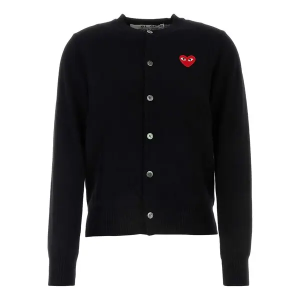 Play Comme Des Garcon Red Emblem Cardigan - Black