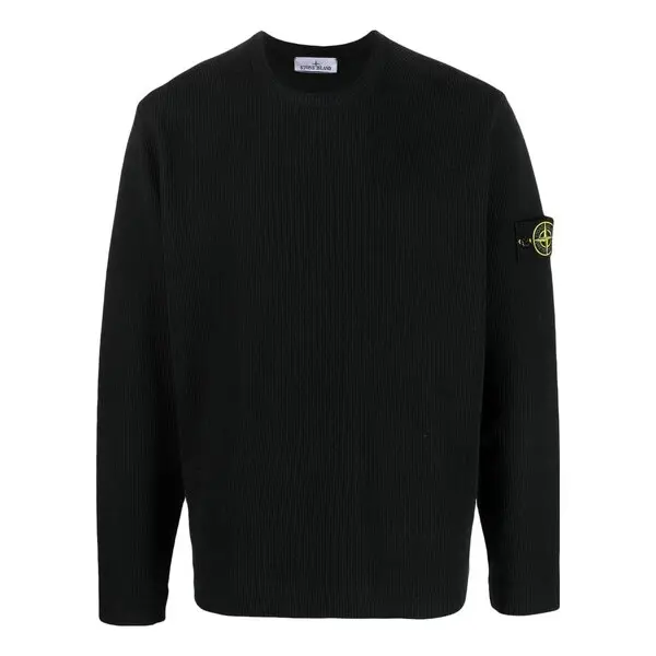 Stone Island Ribbed Fleece Sweatshirt - Black