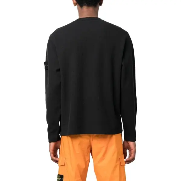 Stone Island Ribbed Fleece Sweatshirt - Black