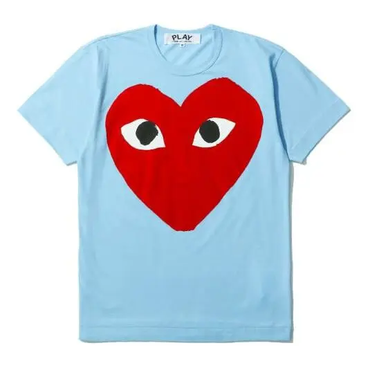Play Comme Des Garcon Pastelle Red Logo T-shirt - Blue