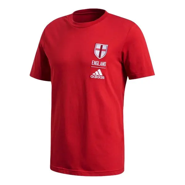 Adidas England Geometry Pattern Logo Round Neck Casual Sports Short Sleeve Red T-shirt - Default Color