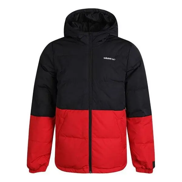 Adidas Neo Hooded Down Jacket - Blackred