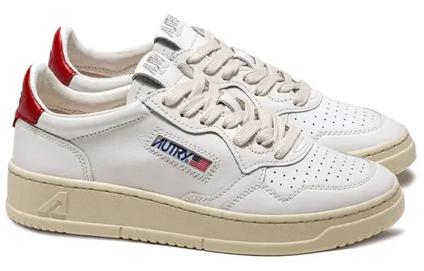AUTRY Medalist Leather Low-top Sneakers - White/red