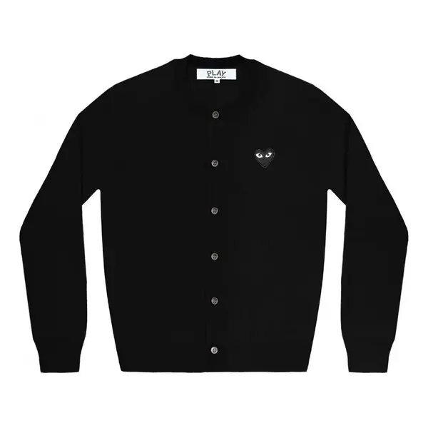 Play Comme Des Garcon Emblem Knit Cardigan - Black