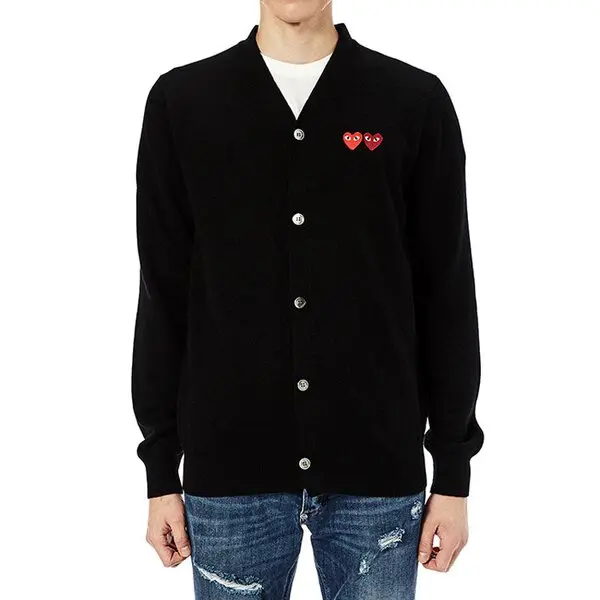 Play Comme Des Garcon Double Emblem Cardigan