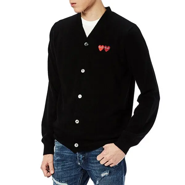 Play Comme Des Garcon Double Emblem Cardigan