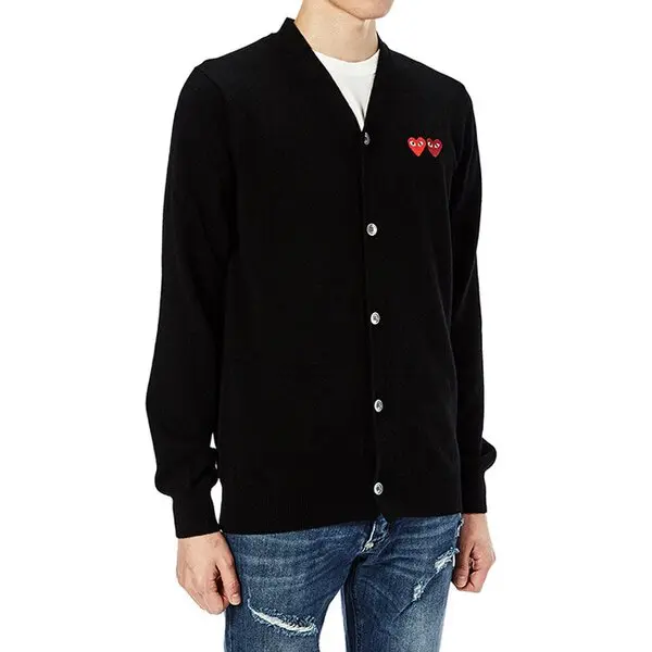 Play Comme Des Garcon Double Emblem Cardigan