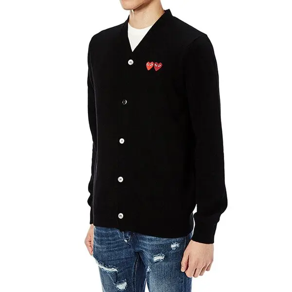 Play Comme Des Garcon Double Emblem Cardigan