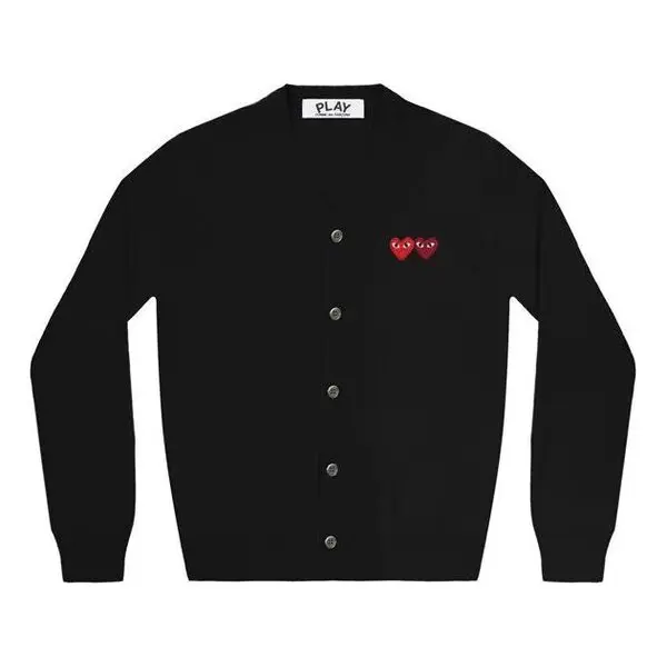 Play Comme Des Garcon Double Emblem Cardigan - Black
