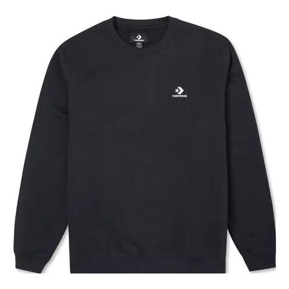 CONVERSE Go-to Embroidered Star Chevron Brushed Back Fleece Crew Sweatshirt Asia Sizing - Black