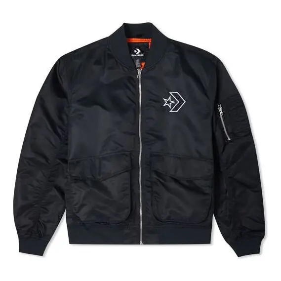 CONVERSE Ss22 Logo Loose Sports Retro Aviator Jacket - Black