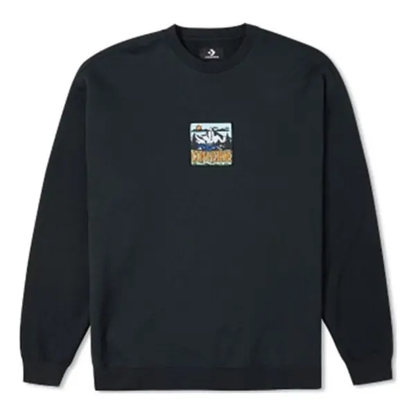 CONVERSE Counter Climate Graphic Crew Sweatshirt Asia Sizing - Black