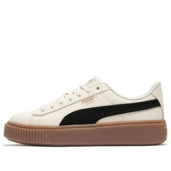 PUMA Basket Platform Canvas Sneakers - Beige/black