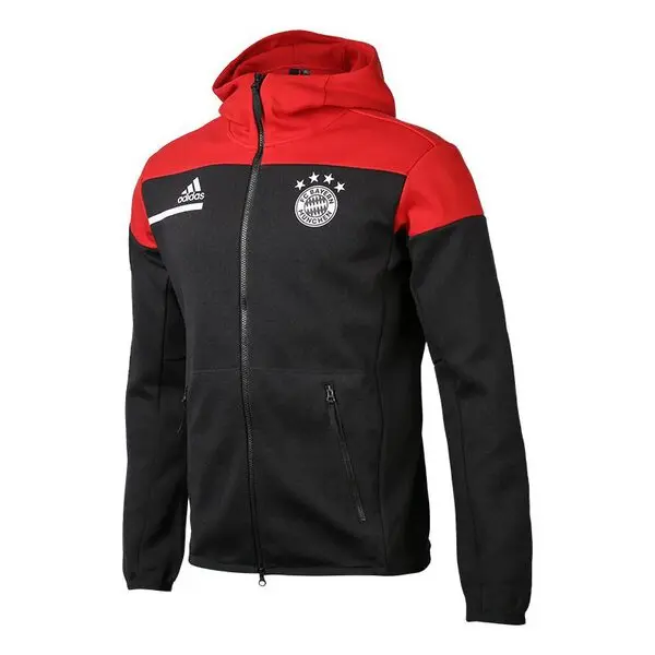 Adidas Fcb Zn 20-21 Season Bayern Munich Soccer/football Sports Hooded Jacket Black Red - Blackred